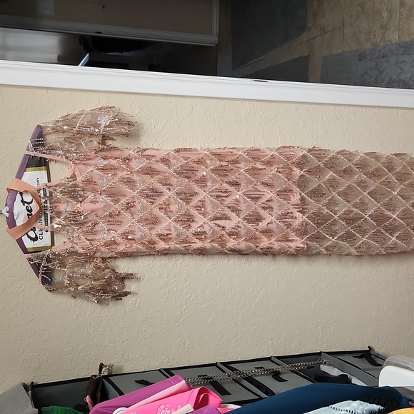 SHEIN | Dresses | Rose Gold Fringe Dress | Poshmark
